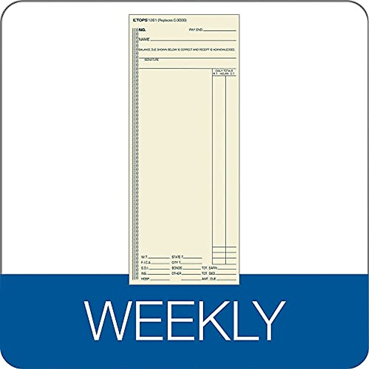 TOPS 1261 Acroprint/Amano/Cincinnati/Lathem Time Card, Weekly, 3 3/8 x 8 1/4 (Box of 500) , Manila