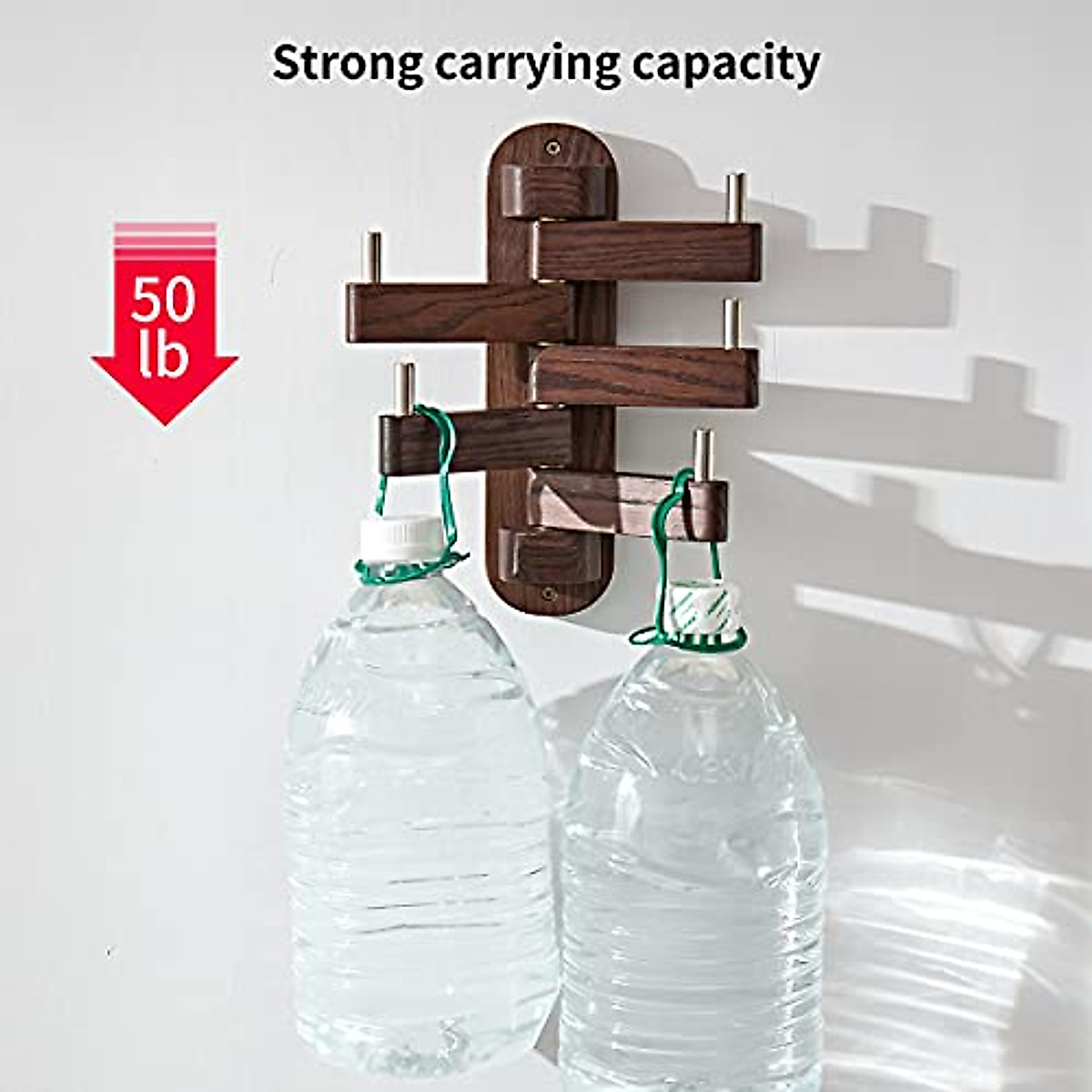 INMAN Swivel Coat Hooks for Wall, Oak Wood Wall Hook, Swivel Wall Coat Rack Heavy Duty Foldable Wall Hooks for Coat Hat Towel Purse Robes Mudroom Bathroom Entryway (Walnut