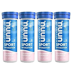 Nuun Sport Electrolyte Tablets, Strawberry Lemonade, 40 Total Servings, 5 Essentials Electrolytes, Vegan, Non-GMO