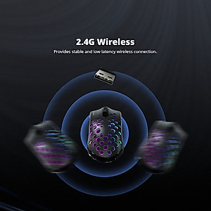 DREVO Owl Wireless RGB Gaming Mouse with 85G Lightweight, 2.4G Connectivity, 6 Programmable Buttons, PixArt PMW3325 Optical Sensor & Adjustable 6 Levels DPI