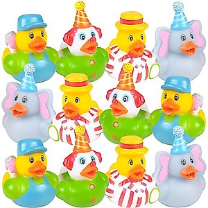 ArtCreativity Carnival Rubber Duckies for Kids, Pack of 12 Cute Duck Bathtub Pool Toys, Fun Carnival Supplies, Birthday Party Favors for Boys and Girls