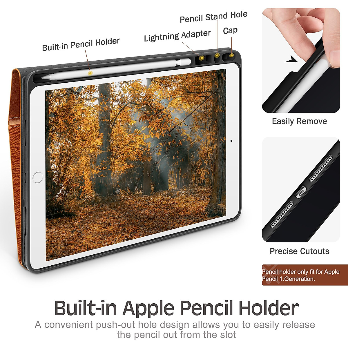 KingBlanc Case for iPad Air (3rd Generation) 10.5" 2019 / iPad Pro 10.5 inch 2017 Case with Apple Pencil Holder, Vegan Leather Smart Cover, Auto Sleep/Wake, Multi-Angle Folding, Brown