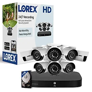 Lorex Fusion 1080p HD Security Camera System w/ 1TB DVR – 8 Channel Home Security System w/ 8 Analog Metal Bullet Cameras – Smart Motion Detection, Long Range IR Night Vision, Weatherproof