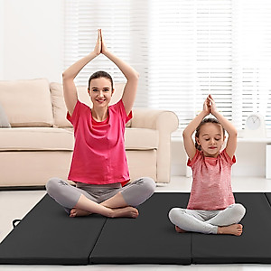 Giantex 4'x10'x2" Gymnastics Mat Folding Panel Thick Gym Fitness Exercise Christmas Gift (Black)
