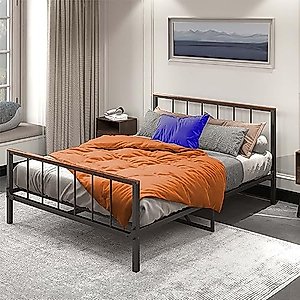 Anwick Queen Size Platform Bed Frame with Headboard and Footboard, Modern Simple Queen Bed Frame with Underneath Storage,Heavy Duty Steel Slat Support,No Box Spring Needed,Easy Assemble