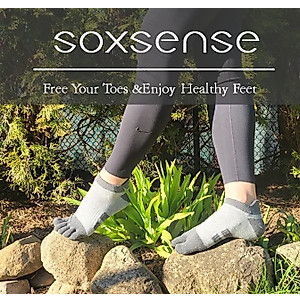 ss soxsense Toe Socks for Men and Women Athletic Running Five Finger Socks with Premium Cotton LightWeight (Size 6-14) (US, Alpha, Medium, Regular, Regular, Black)