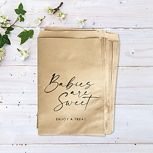 MAGJUCHE Babies Are Sweet Baby Shower Party Favor Bags, 50-Pack Kraft Treat Cookie Donut Bags