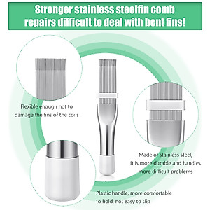 CHENGU 4 Pieces Air Conditioner Fin Cleaner Set 2 Different Fin Comb Condenser Fin Straightener 2 Pieces Coil Cleaning Brush Condenser Fin Comb Stainless Steel Radiator Repair Cleaning Tool Set