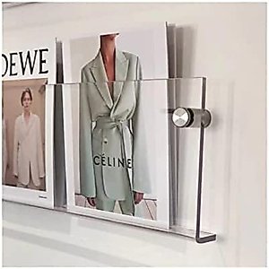 2-Pack Acrylic Magazine Holder Brochure Holder, 17" Record Holder Magazine Rack, Fashion Hanging Bookshelf Literature Storage Rack for Waiting Room, Living Room, Office, Clear 17 Inch