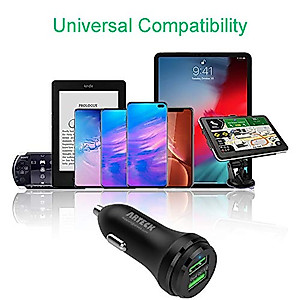 Car Charger, Arteck 40W 2 Quick Charge 3.0 USB Port Adapter with Dual QC 3.0, Compatible iPhone 14, 14 Pro, iPhone 13, 13 Pro, 13 Pro Max, 13 Mini, 12, 12 Pro, 11, iPad, Samsung Galaxy Note and More