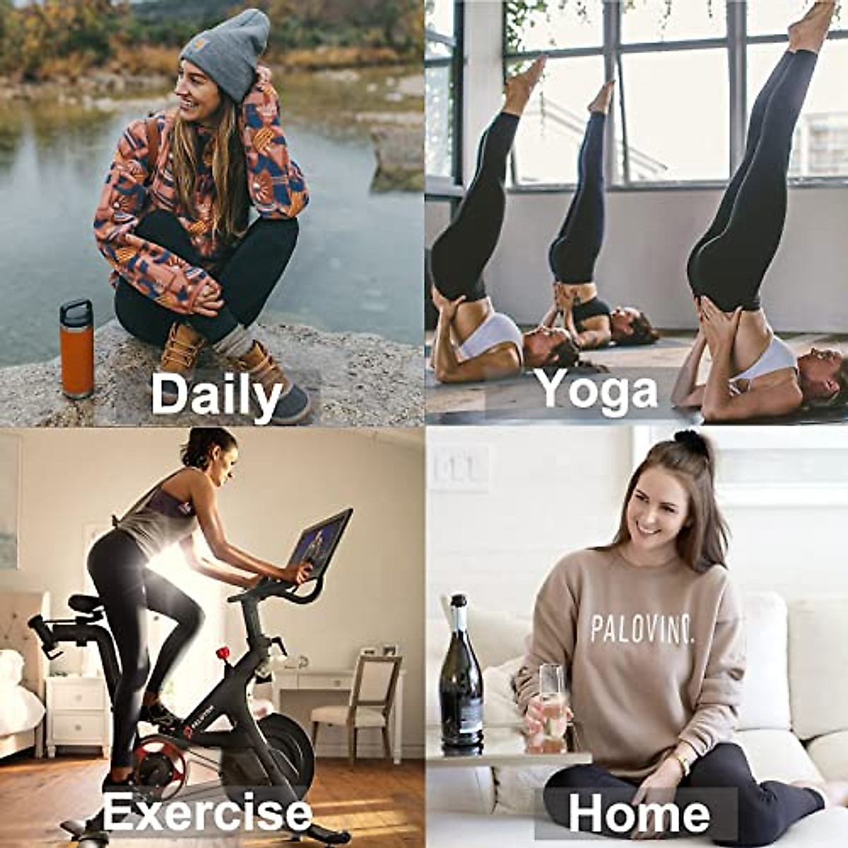 GAYHAY High Waisted Leggings for Women - Soft Opaque Slim Tummy Control Printed Pants for Running Cycling Yoga A-Black