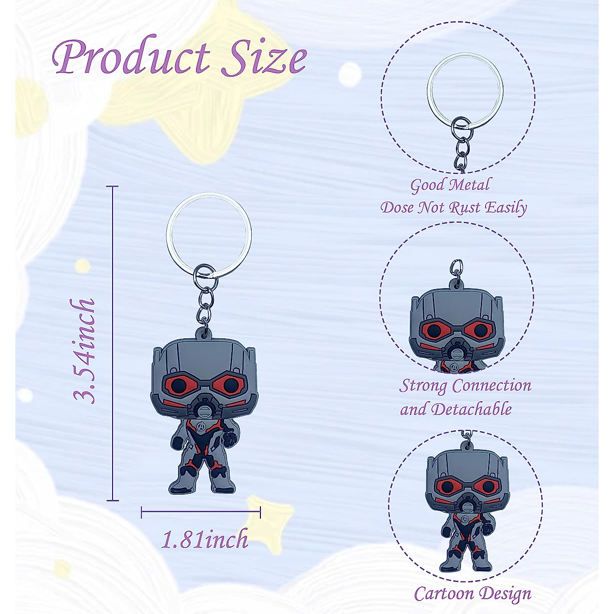 HUANGQH 20PCS funny cartoon keychains，tags Goodie Bag Stuffer Christmas gifts and holiday charms