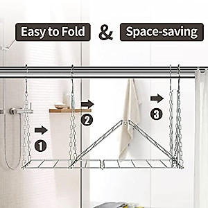 WYCQKL Clothes Drying Rack with 4 S Hooks, Space Saving Clothes Dryer, Fold Flat Laundry Rack for Small Item