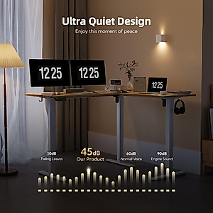 Claiks L Shaped Standing Desk Adjustable Height, Dual Motor Electric Corner Standing Desk, 63x55 inch Sit Stand up Desk with Splice Board, Bamboo