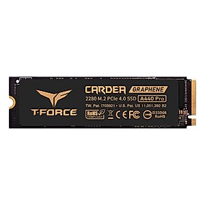 TEAMGROUP T-Force CARDEA A440 Pro Graphene Heatsink 4TB DRAM SLC Cache 3D TLC NAND NVMe Phison E18 PCIe Gen4x4 M.2 2280 Gaming Internal SSD Works with PS5 Read/Write 7400/7000MB/s