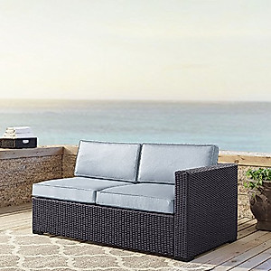 Crosley Furniture KO70129BR-MI Biscayne Outdoor Wicker Single-Arm Loveseat with Mist Cushions - Brown
