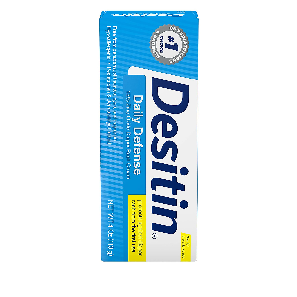 Desitin Daily Defense Baby Diaper Rash Cream with 13% Zinc Oxide Barrier Cream to Treat, Relieve & Prevent Diaper Rash, Hypoallergenic, Dye-, Phthalate- & Paraben-Free, 4 oz