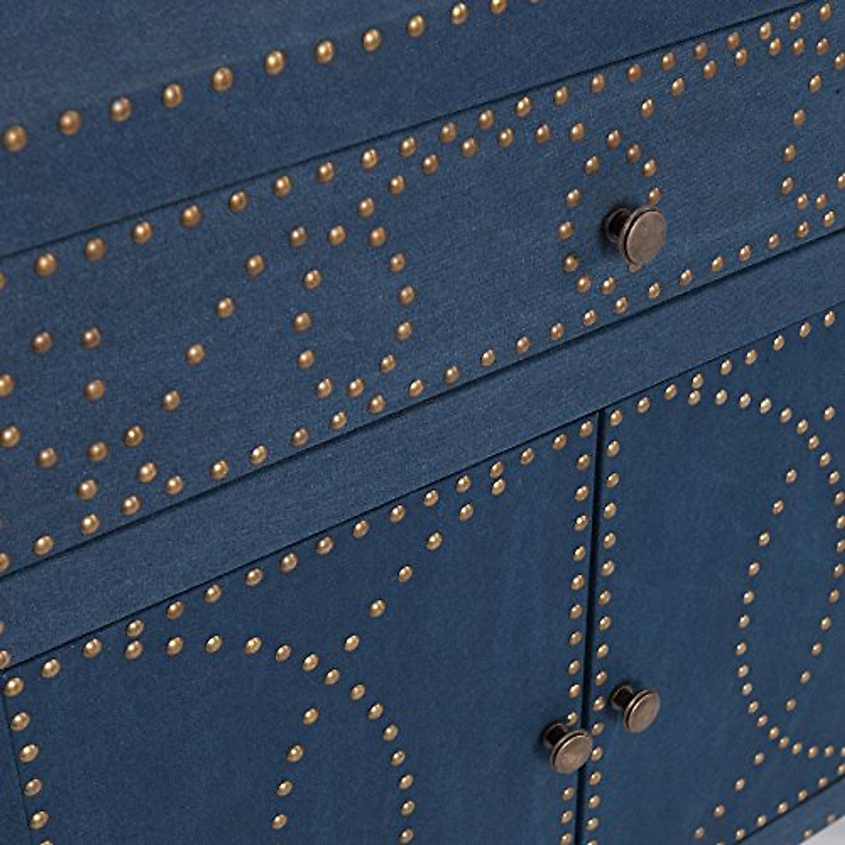 SEI FURNITURE Florian Double Door Navy Cabinet - Ornate Design - 2 Door Cabinet w/ Removable Shelf