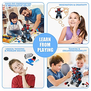 aukfa STEM Building Block Toy RC Robot for Kids, App Controlled & Remote Control Robotic Toy for Boys and Girls, Engineering Educational Build Kit, Early Learning Birthday Gift for 8 Years and Up