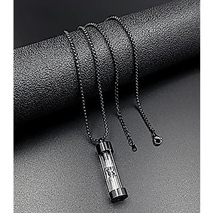YOUFENG Urn Necklace for Ashes Timeless Hourglass Memorial Pendant Keepsake Cremation Jewelry for Human Pet Ashes Black