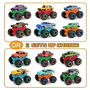 Oriate Monster Trucks Playset for Boys, Include 6 Pack Chaos Diecast Monster Toy Vehicle Truck w/ 47"x 31" Activity Play Mat, Kids Mini Car Set for Kids Gifts Style2