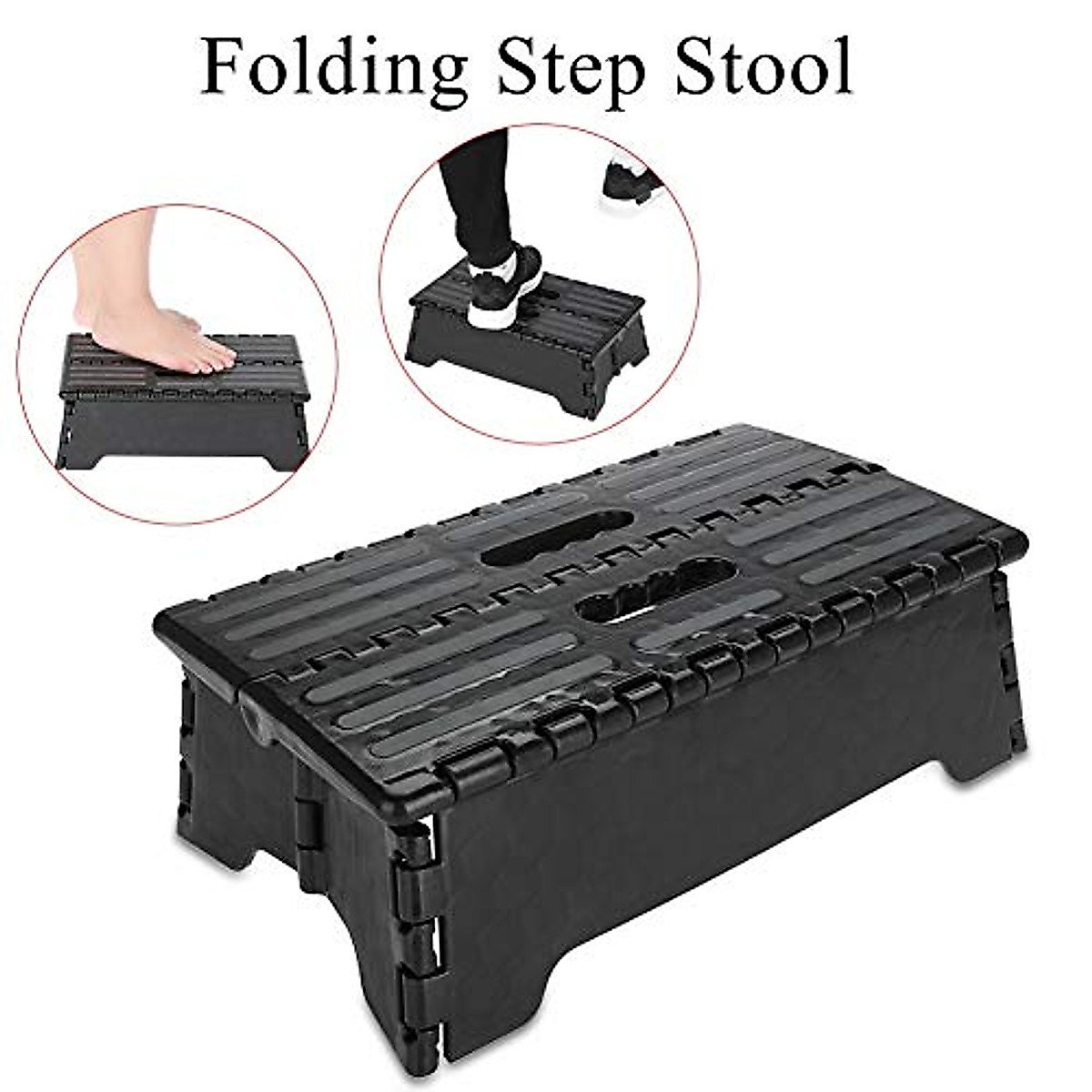 TOPINCN Folding Step Stool The Lightweight Step Stool is Sturdy Enough to Support Adults and Enough for Kids. Opens Easy with One Flip. Great for Kitchen, Bathroom, Bedroom, Kids