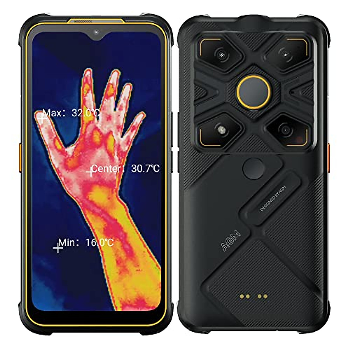 AGM Glory G1S Rugged Smartphone (2023), Rugged Phone, Rugged Smartphone Unlocked 5G Top Thermal Camera, Snapdragon 480 Refresh Rate 25 FPS IP68/IP69K Waterproof Phone 6.53" FHD+ 8G+128G, Night Vision