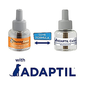 ThunderEase Dog Calming Pheromone Diffuser Refill | Powered by ADAPTIL | Vet Recommended to Relieve Separation Anxiety, Stress Barking and Chewing, and The Fear of Fireworks and Thunderstorms (30 Day