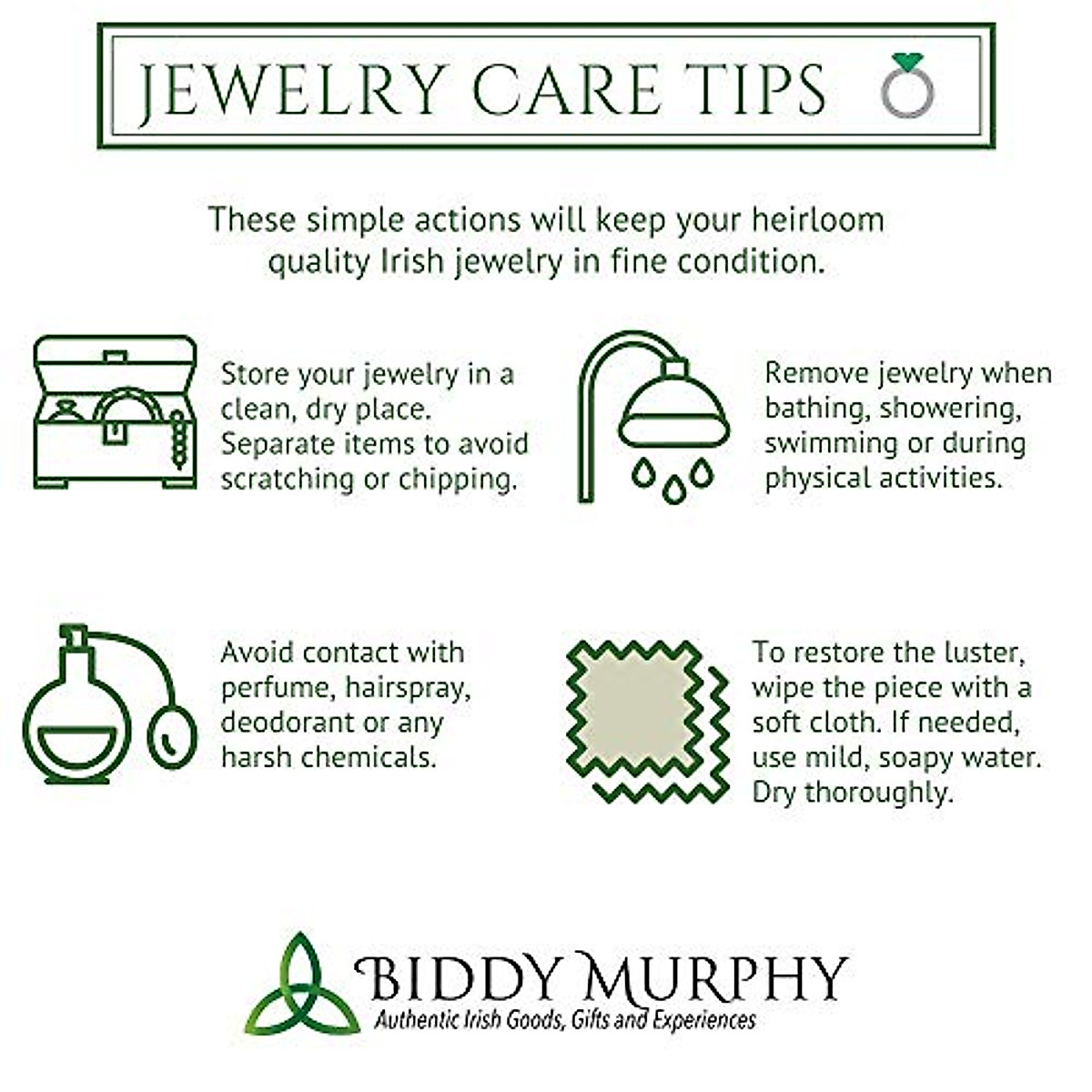 Biddy Murphy Shamrock Sterling Silver Green Enamel Charm Necklace, Sturdy 18" Box Chain, Lucky Irish Gift, Celtic Jewelry, Imported from Ireland