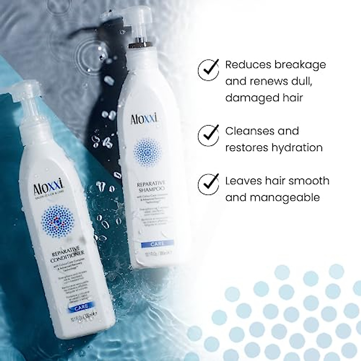 ALOXXI Reparative Hair Repair Shampoo for Damaged Hair with ColourCare Complex & Advance Recovery Technology - Cleanses Damaged & Over-processed Hair, 33.8 Fl Oz