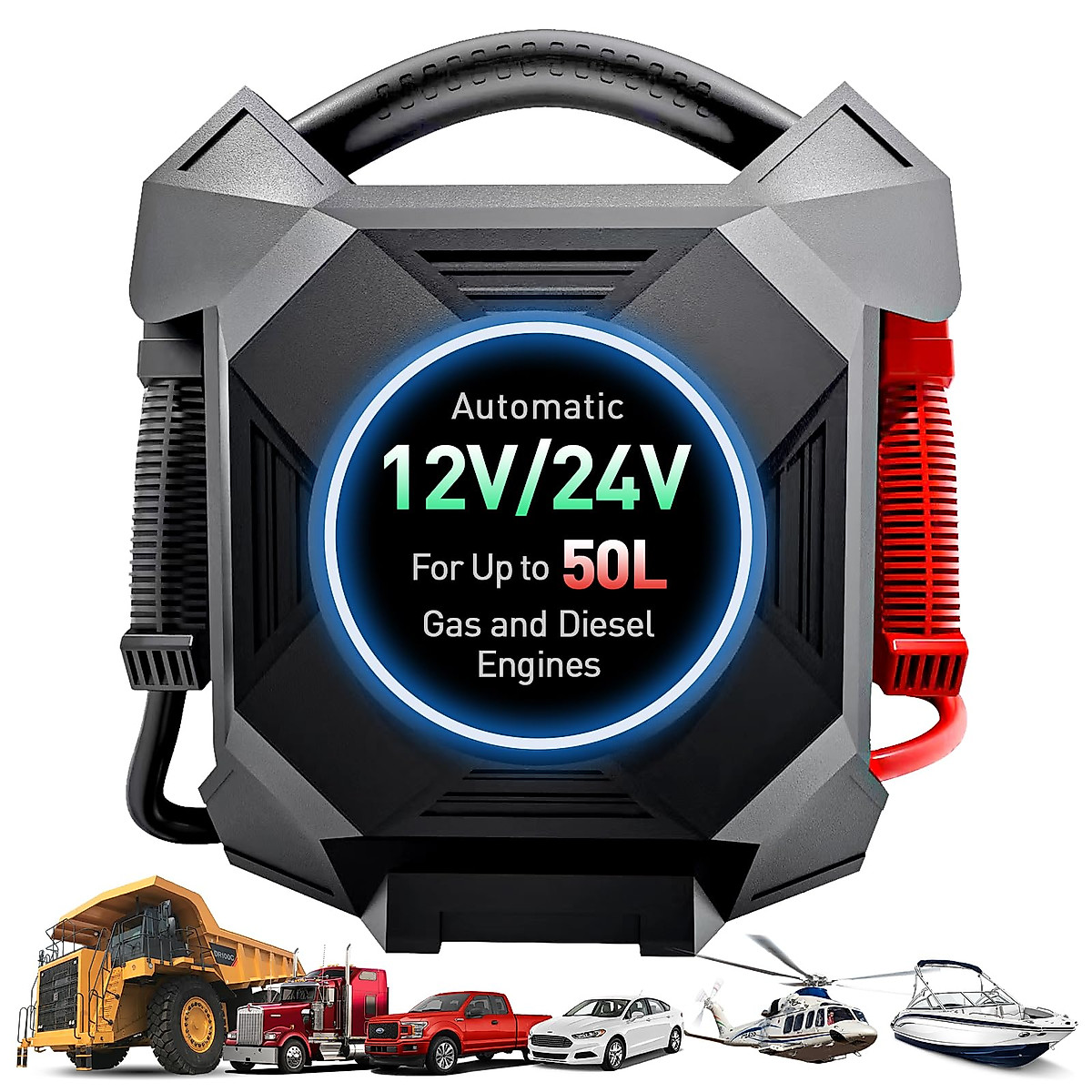 YULU CAT-797 Ultra-Powerful Jump Starter - 18000A 12V/24V Battery Booster Pack with Commercial Jumper Cables, Portable and Safe for Gasoline and Diesel Engines up to 50-Liters