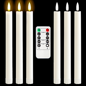 3D Black Wick Led Battery Operated Flameless Taper Candles Light with Remote Timer, Electric Fake Window Candle Flickering Like Real Wax, Flameless Ivory Candle Stick for Christmas/Home/Wedding