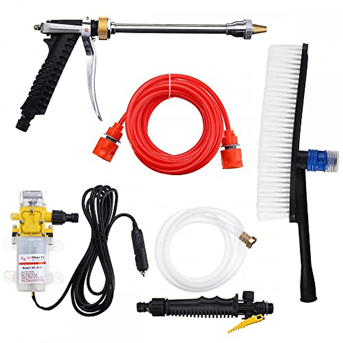 Portable Smart Electric High Pressure Washer Pump 100W 160 PSI 12V High Pressure Power Wash Kit for Home, Car, Garden, Project