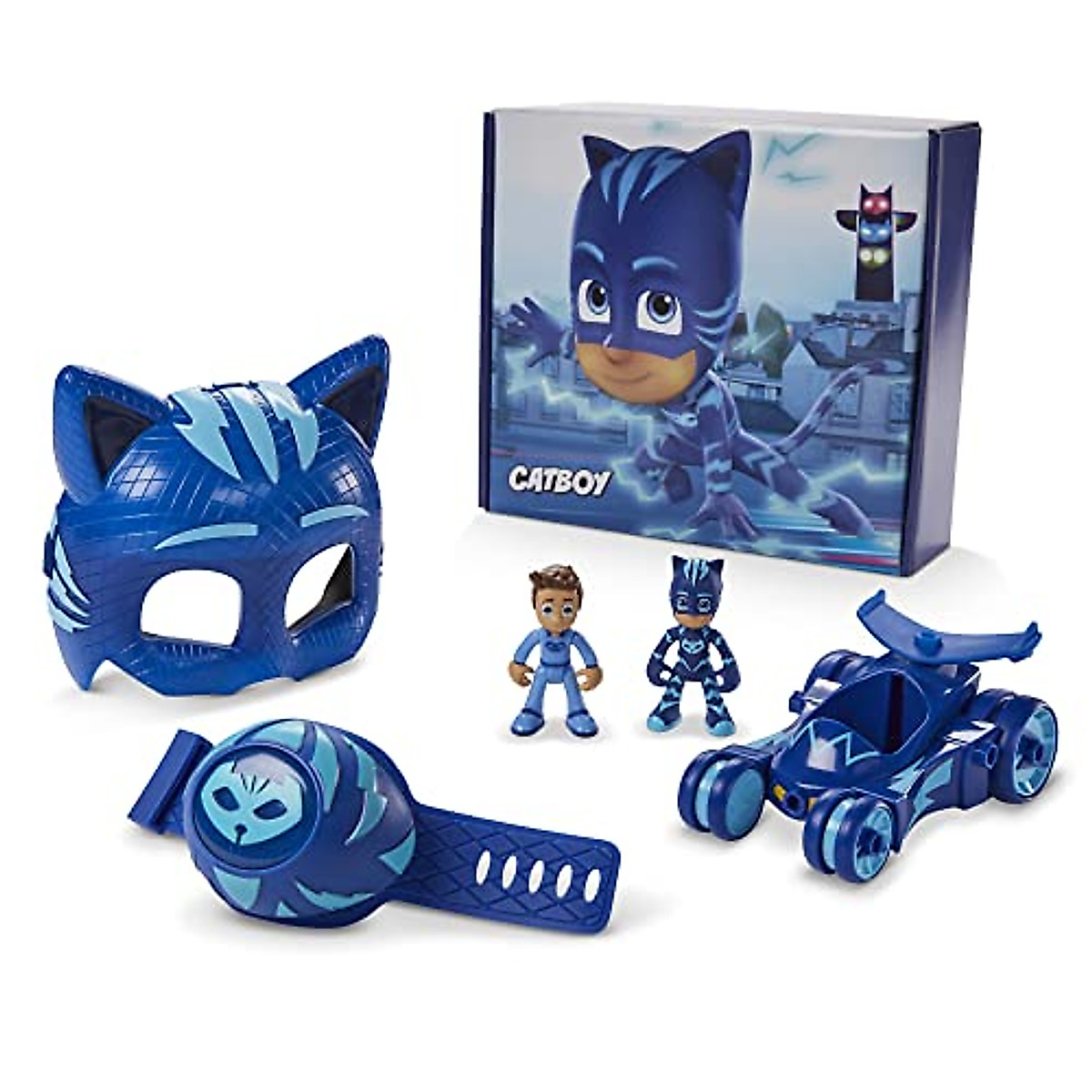 PJ Masks Catboy Power Pack Preschool Toy Set with 2 Action-Figures, Vehicle, Wristband, and-Costume-Mask, Kids 3+ Years