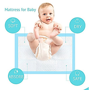 Baby Disposable Underpad 100 Count Incontinence Changing Pad Baby Diapers Newborn Pads Soft Breathable Waterproof Leak Proof Quick Absorb 13X18 Inch