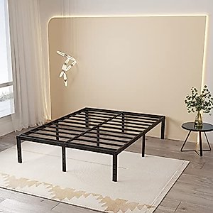 Maenizi 16 Inch King Bed Frame No Box Spring Needed, Heavy Duty King Platform Bed Frame Support Up to 3000 lbs, Easy Assembly, Noise Free, Black