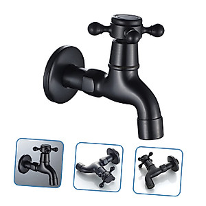 Homoyoyo Mop Sink Faucet Cold Water Faucet Kitchen Faucets Antique Faucet Single Garden Water Faucet Faucets for Bath Sinks Washer Metal Water Tap Black Faucet Cold Water Tap Basin Copper