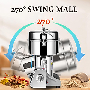 INSELY Grain Mill Grinder 2000g High Speed Food Grain Mill Stainless Steel Seeds Flour Nut Pill Wheat Corn Herbs Spices & Seasonings Dry Grinder Electric Machine Grinder for Kitchen
