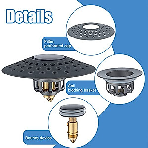 Universal Bathtub Stopper, Upgraded Bathroom Shower Drain Hairpin / with Drain Catcher / pop-up Drain Filter / for 1.6-2.0 inch Bathtub Stopper