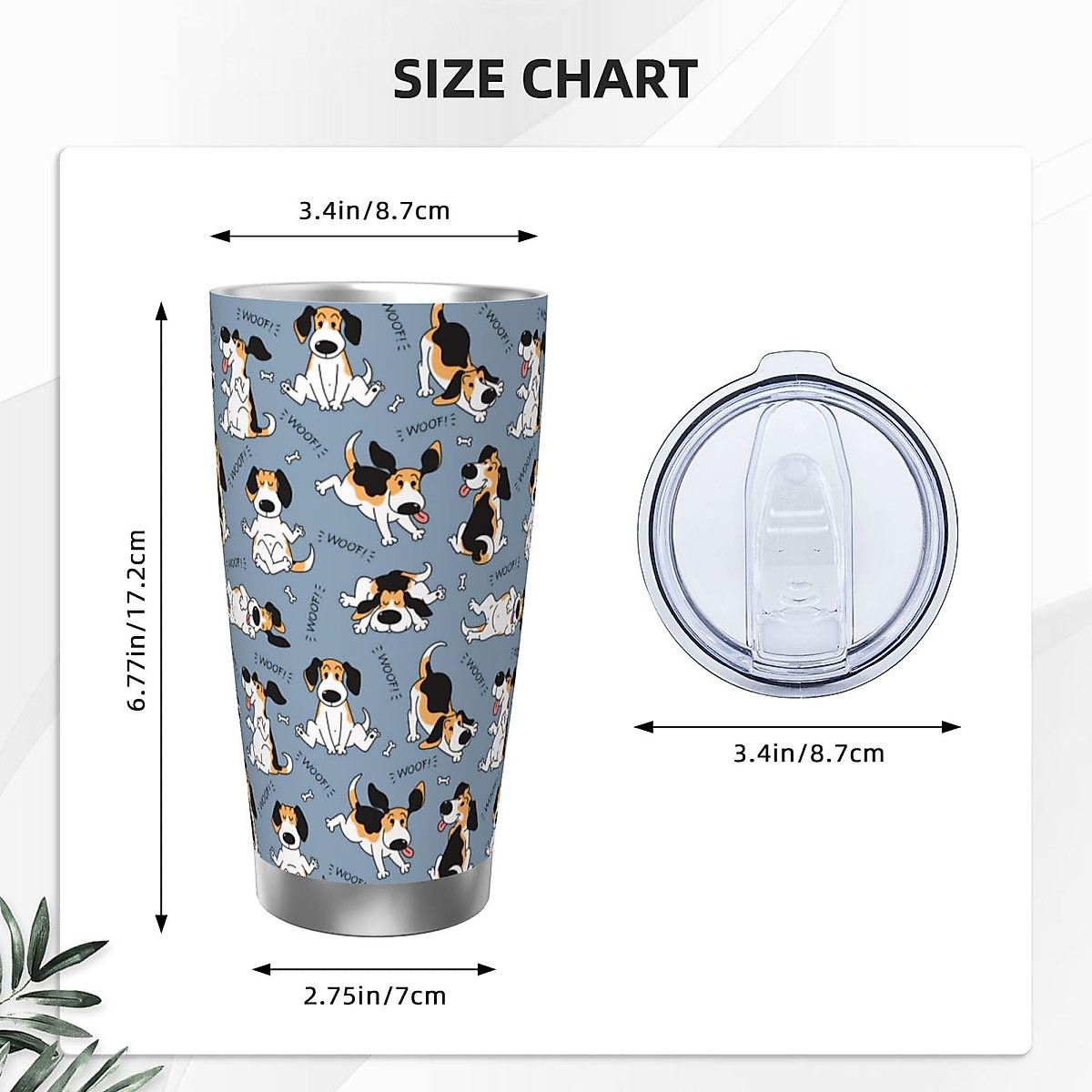 CHASOEA Beagle Tumbler 20oz Cute Dog Stainless Steel Insulated Tumblers with Lid and Straw Animal Travel Coffee Mug Wine Tea Cups Water Bottle Dogs Gifts for Women Dog Lover