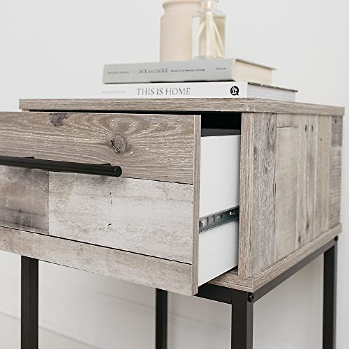 Signature Design by Ashley Neilsville Industrial 1 Drawer Nightstand, Light Brown