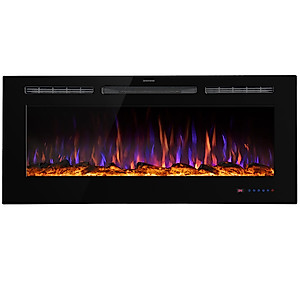 Dreamflame 60 inch Electric Fireplace, in Wall Fireplace Electric Heater,Remote & Touch Screen,Logs/Crystal Options, Thermostat,Overheating Protection, 0-9H Timer