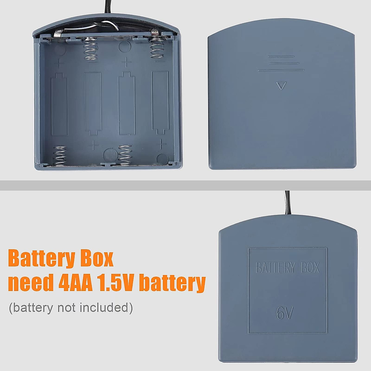 HOMEYUER External Power Supply Box with 2.5mm and 3.5mm Jack for Some Safe Box with External Battery Supply Like BARSKA Safe, 4 AA Battery Holder with Wires, 6V Backup Power Source for The Safe Box