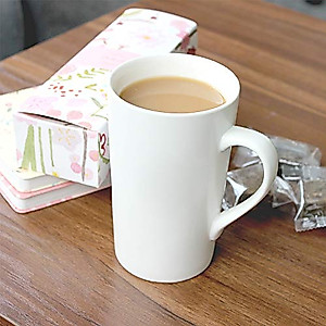 Belinlen 2 Pack 16 OZ Coffee Cup Simple Pure White Ceramic Cup Plain Large Tall White Ceramic Milk Tea Coffee Mug with Handle