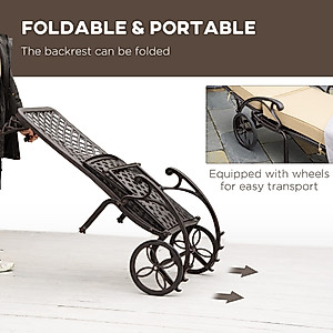 Outsunny Aluminum Adjustable Chaise Lounge Chair, Folding 4-Position Patio Recliner, Wheels, Armrests, Side Table, Cushion for Poolside, Backyard, Deck, Porch Garden, Beige