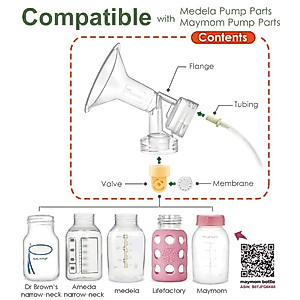 Maymom Breast Pump Kit Compatible with Medela Pump in Style Advanced Breast Pumps;2 Breastshields (one-piece, 25mm), 4 Valve, 6 Membrane, & 2 Pump-in-Style Tubing Can Replace Medela Pumpin Style Valve