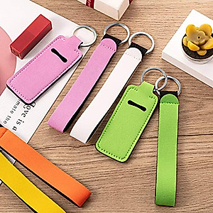20 Pieces Chapstick Holder Keychain Lipstick Holder Lip Balm Holster Clip-on Sleeve Pouch and Wristlet Lanyard (Silver Ring)