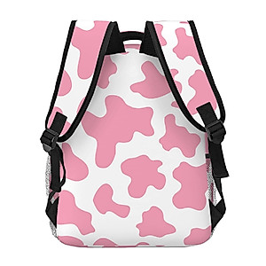 DADABULIU School Backpack Pink Cow Print for Women Girl Student Bookbag Casual Daypack Teens College Lightweight Hiking Travel Bag Over 3 Years Old