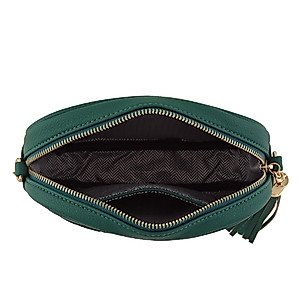 FashionPuzzle Chevron Quilted Crossbody Camera Bag with Chain Strap and Tassel (Dark Teal) One Size