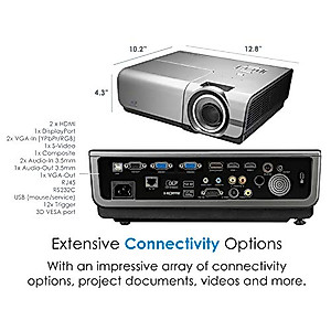 Optoma X600 XGA Projector for Business with High Brightness 6, 000 Lumens, Crestron Roomview For Network Control, Keystone Correction, Zoom, Silver
